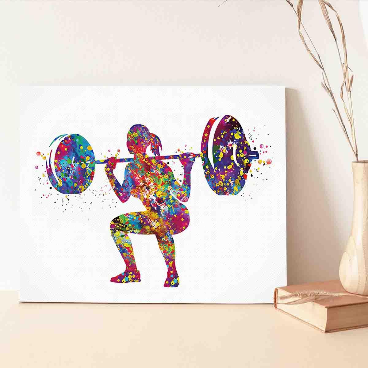 Snapklik.com : MBARE Watercolor Paint Art,Weight Lifter Woman Back ...