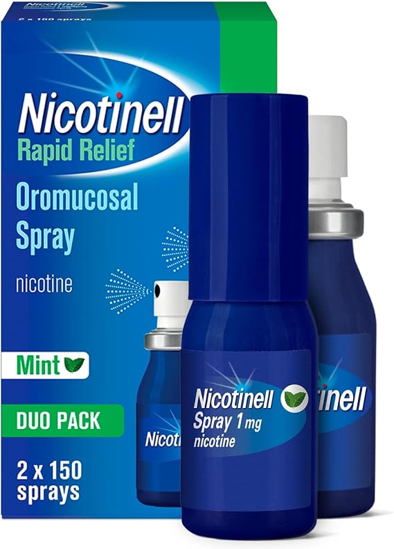 Nicotinell Nicotine Mouthspray 1mg, Fresh Mint Flavour (2 x 150 Sprays ...