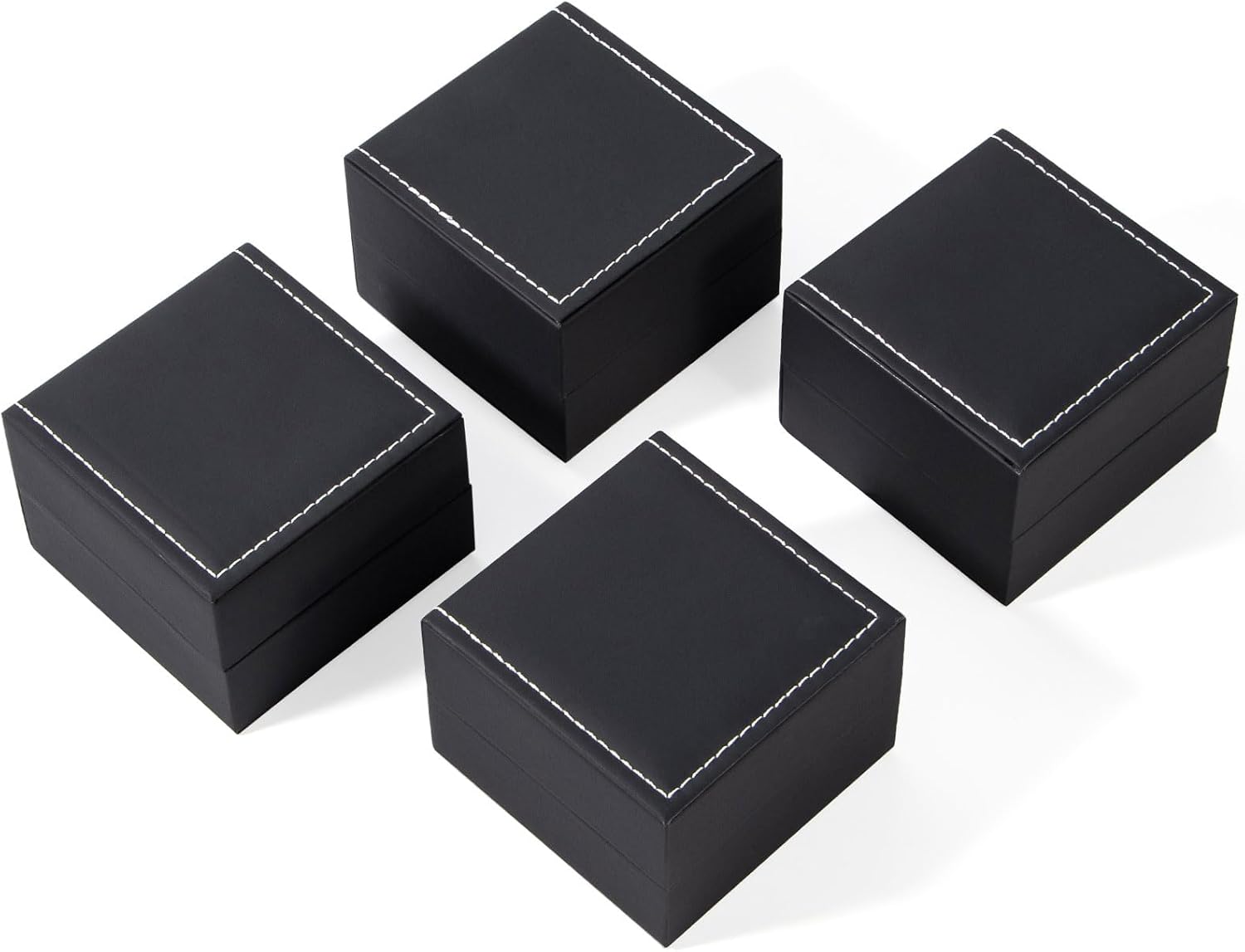 Amazon.com: ZUFUGHJK Black Watch Gift Box 4 Pack, PU Leather Watch Box ...