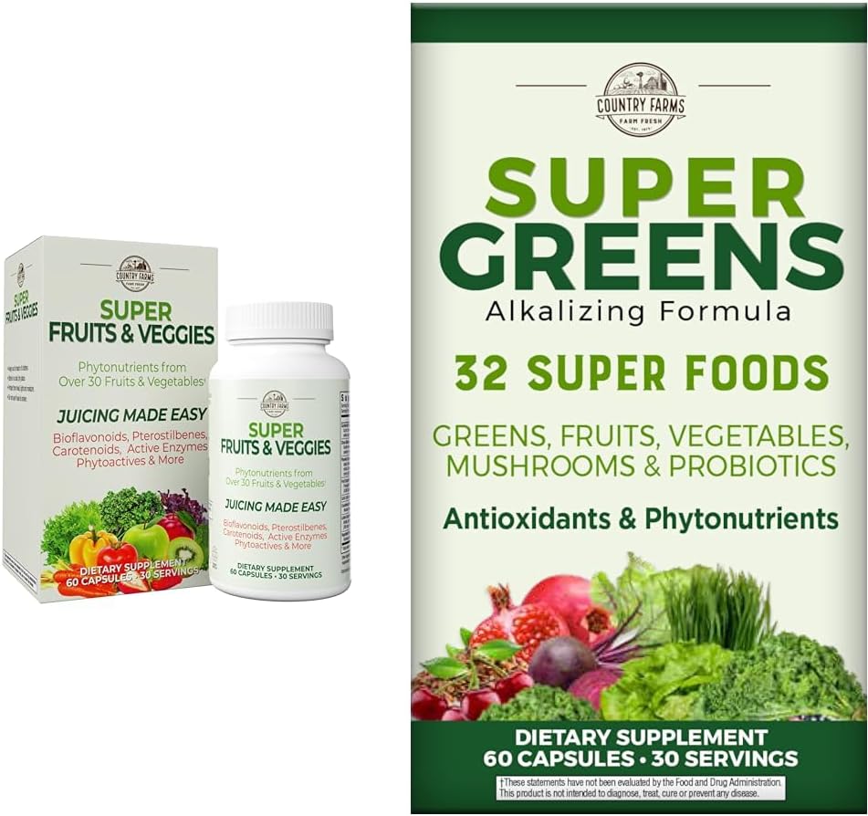 Amazon.com: COUNTRY FARMS Super Fruits Veggies Capsules 30 Super Foods ...