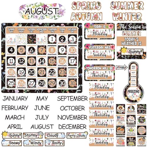 Snapklik.com : Cholemy 85 Pcs Wildflower Calendar Bulletin Board Set ...