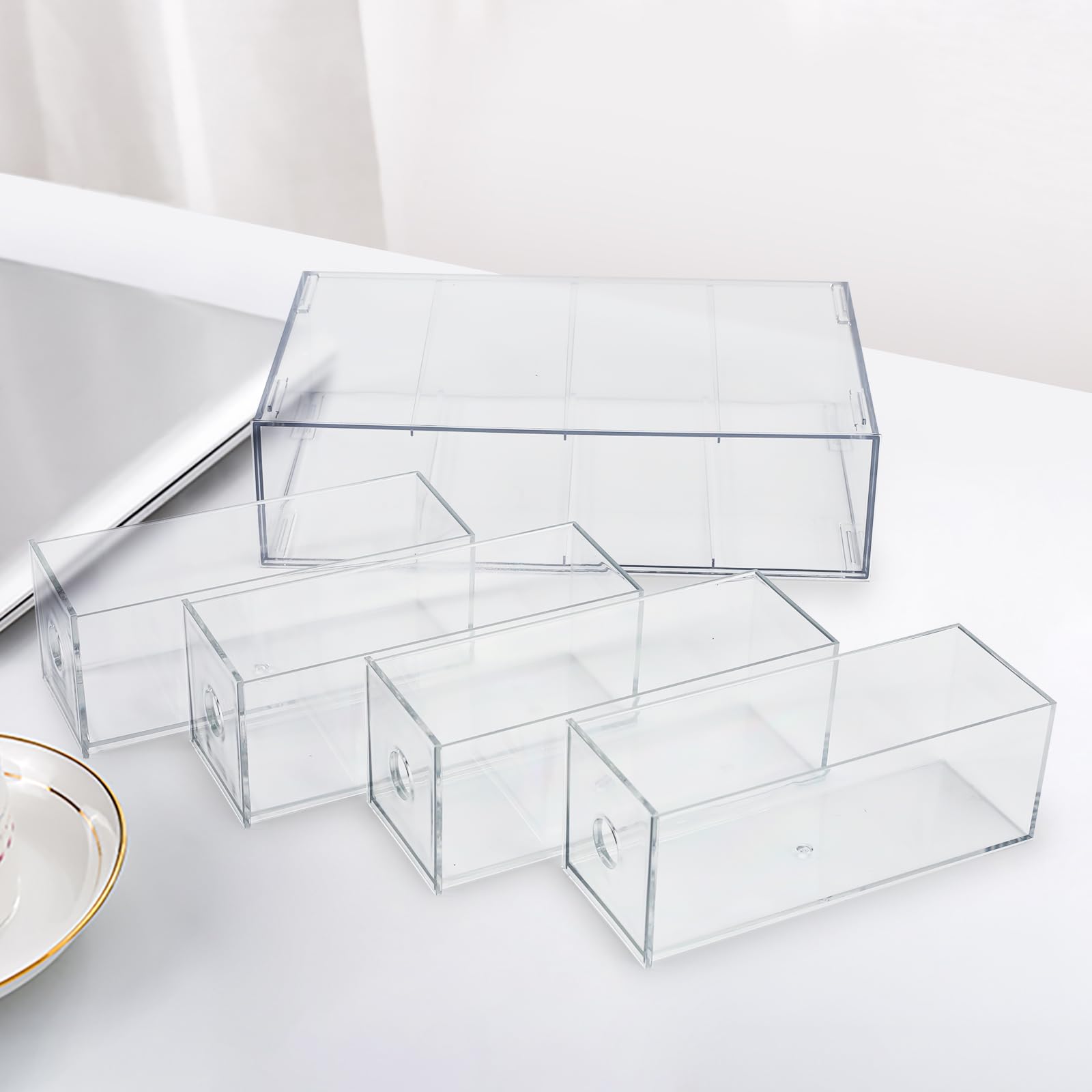 3-Pack Stackable Acrylic Storage Drawers, Desk Organizer Transparent ...
