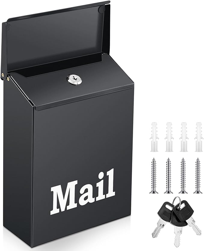 MorningRo 10 x 7 x 3 Inch Small Dark Gray Mailbox with Lock for Outside ...