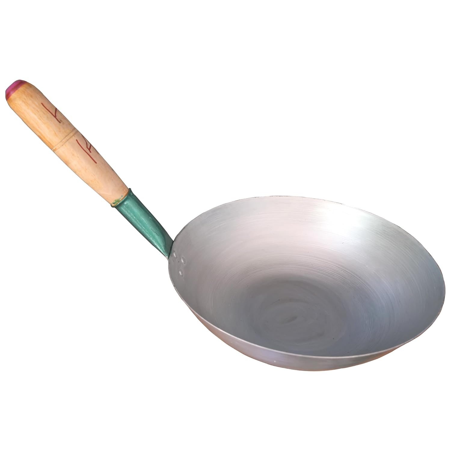 HANAE LUVAN Chinese Iron Kadai with Wooden Handle Glossy cheeni chatti ...