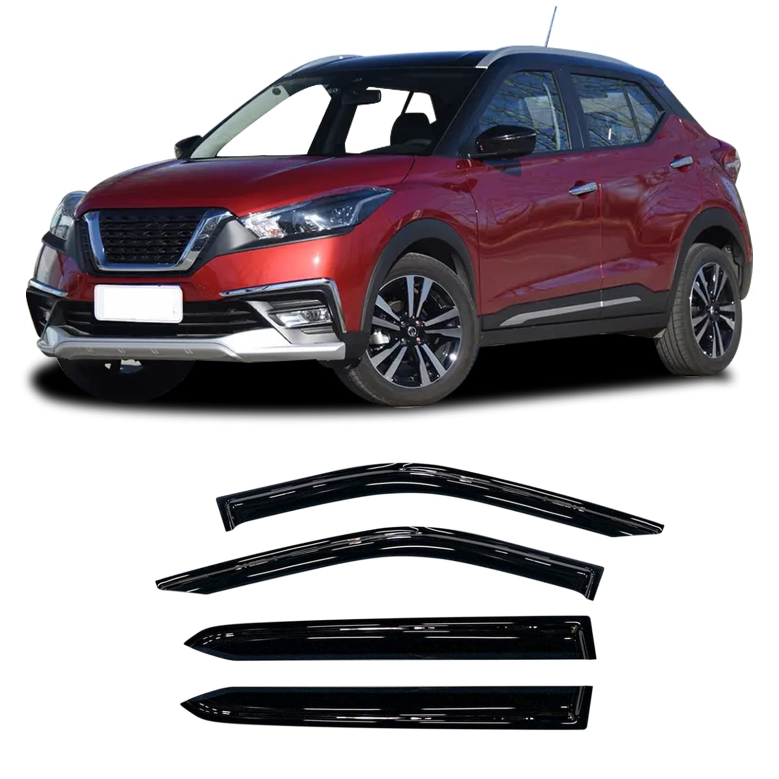 ZZDSNJ Tape-On Windows Visor 4-Piece for 2018-2022 Nissan Kicks Rain ...