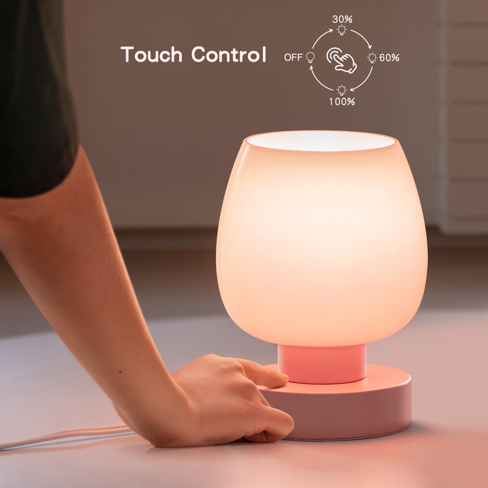 Snapklik.com : Touch Bedside Table Lamps Set Of 2, Dimmable Small ...