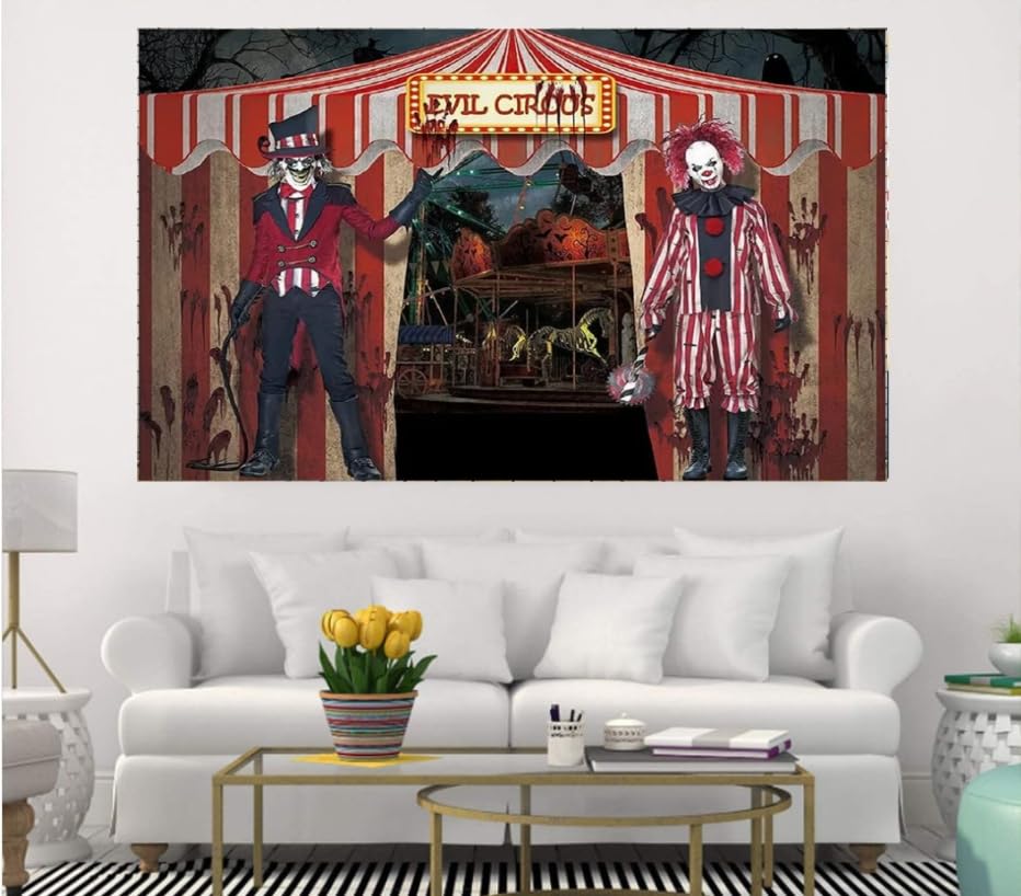 Scary Clown Party Decorations Evil Clown Horror Circus Photo Backdrop ...