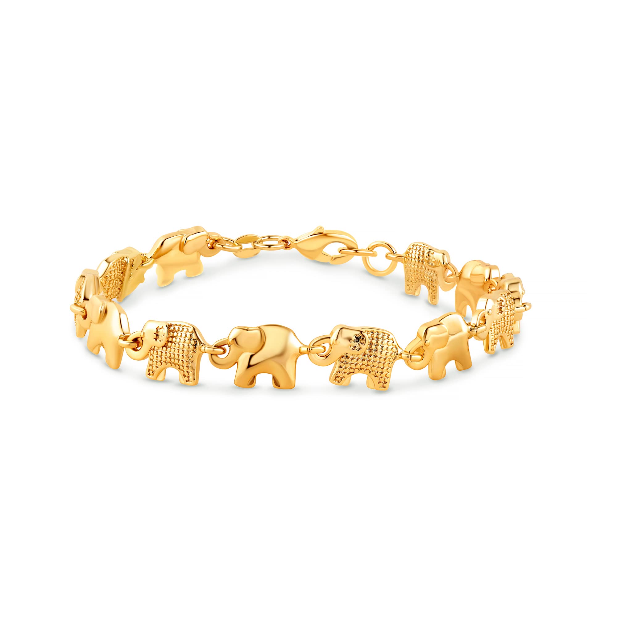 Amazon.com: Barzel 18K Gold Plated Elephant Bracelet For Women 7.5 ...