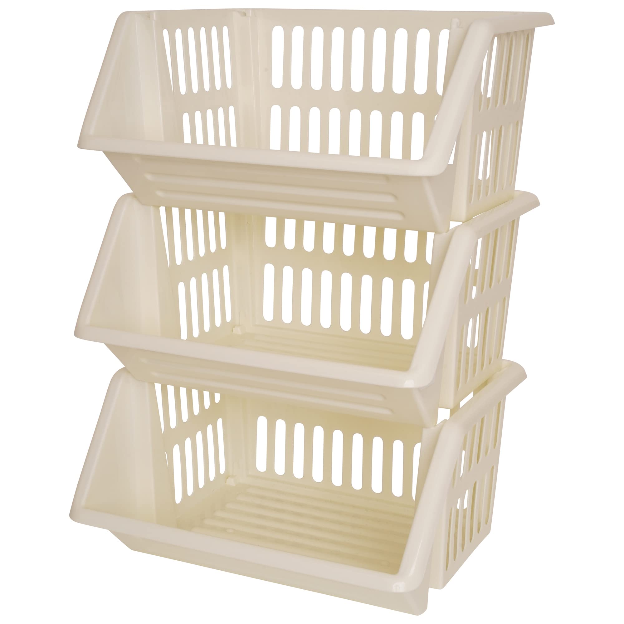 ZARVICZONIA Large Stacking Baskets Storage Veg Rack Plastic Stackers ...