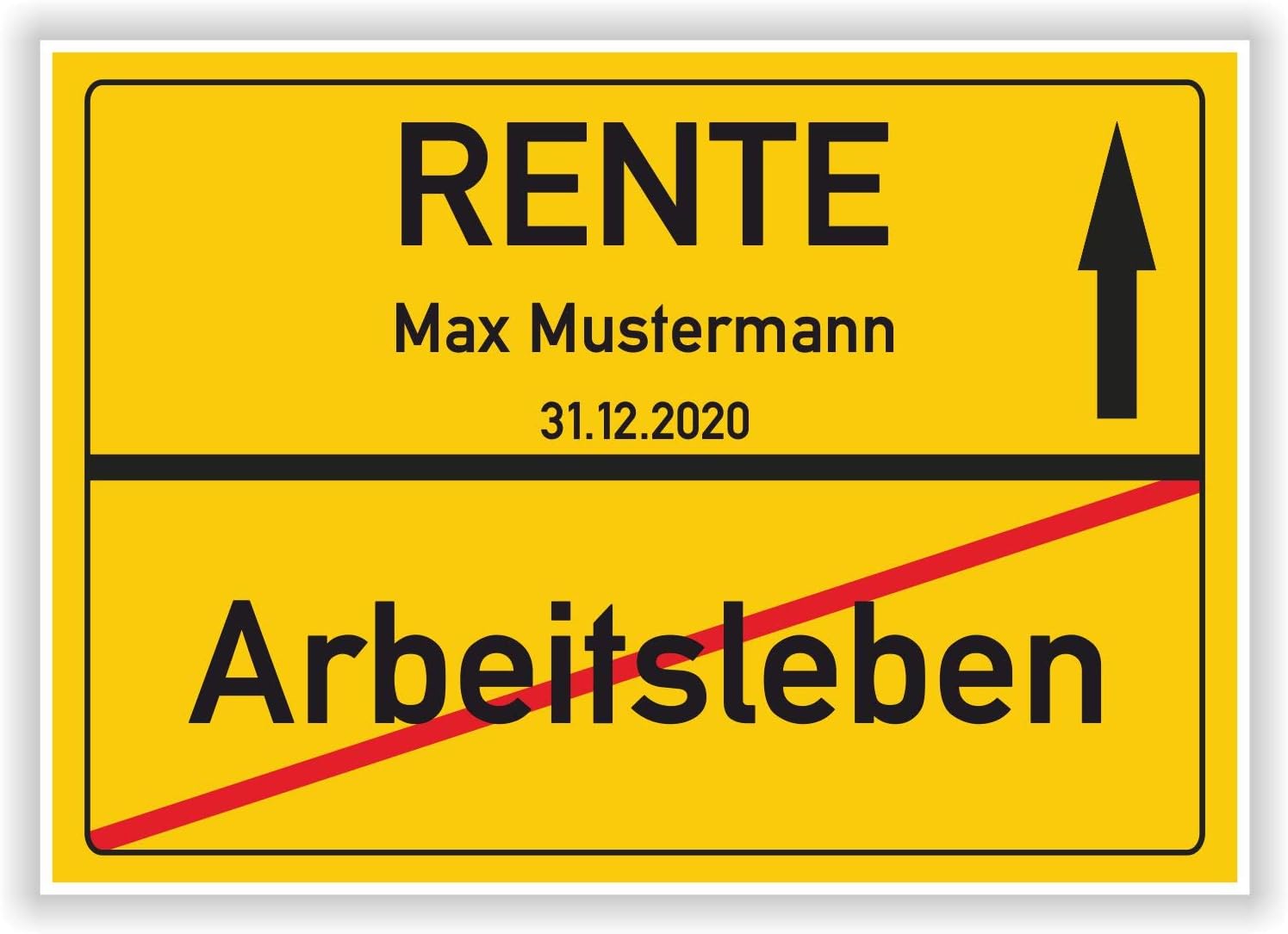 Rente Deko Ortsschild Bild als Geschenk zum Abschied vom Arbeitsleben ...