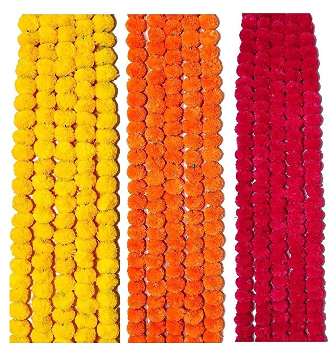 Buy The Trends 15 Garland of Artifical Marigold Flower/Gende ke phool ...
