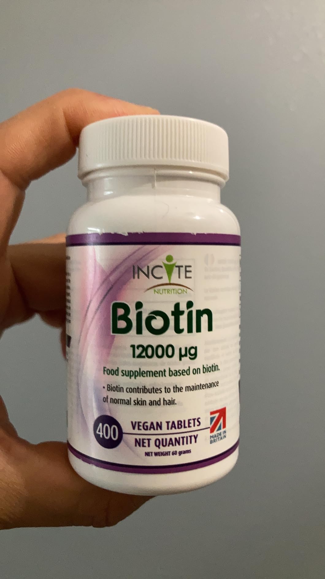 Incite Nutrition Biotin-Haarwachstumsergänzungsmittel 12.000 mcg – Tabletten (Ganzjahresvorrat ...