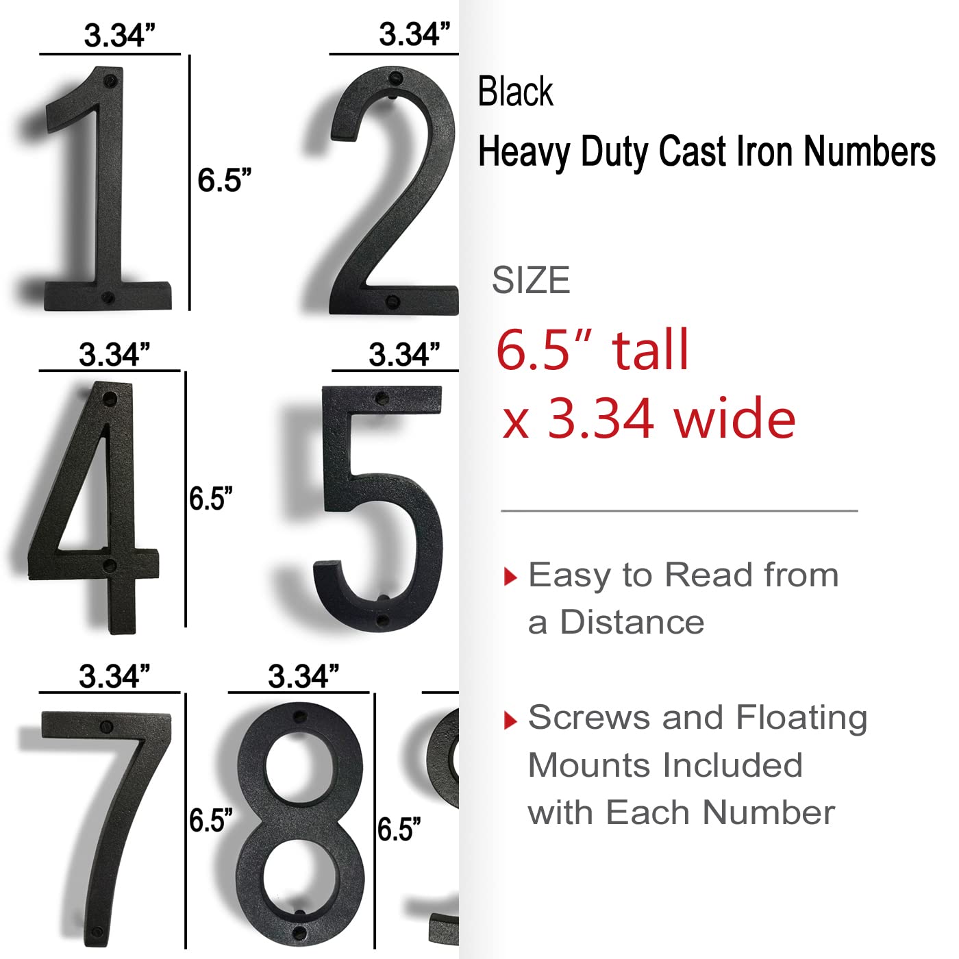 Snapklik.com : NACH Floating House Numbers, 6 Inch Aluminum Black House ...