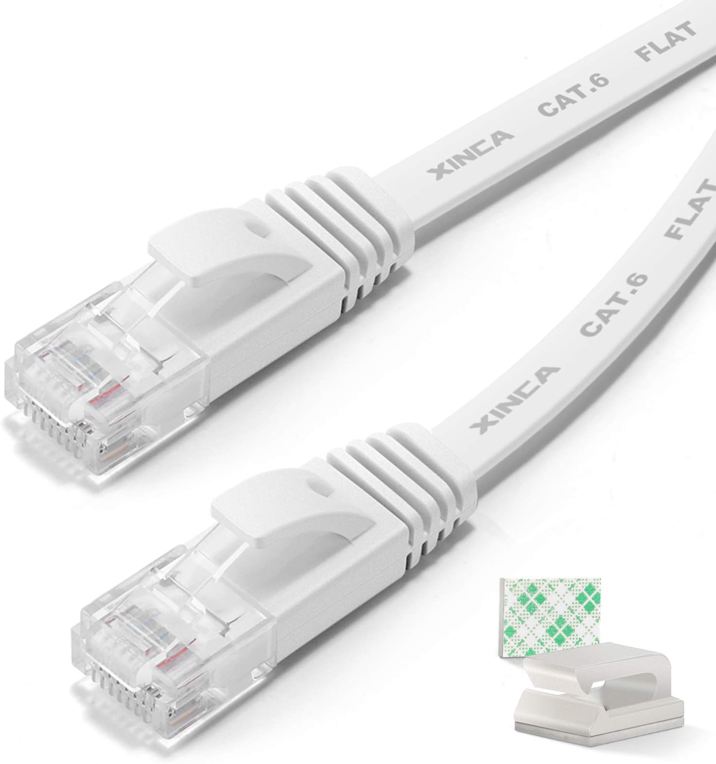 Amazon.com: BUSOHE Cat6 Ethernet Cable 15FT 2Pack White, Cat-6 Flat ...