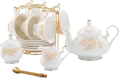Amazon.com | BTaT- Floral Glass Tea Set, 2 Fancy Cups, Tea Pot Glass ...