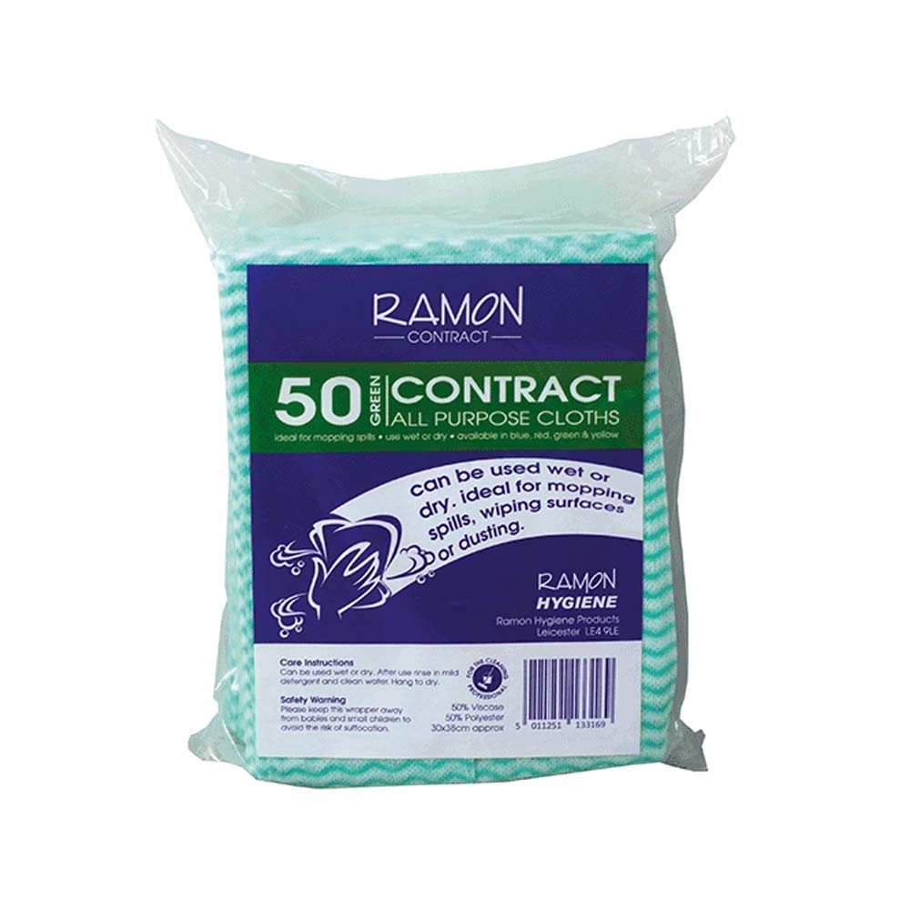 Ramon Hygiene 50 Contract All Purpose Cloths, 30 x 38 cm, Green ...