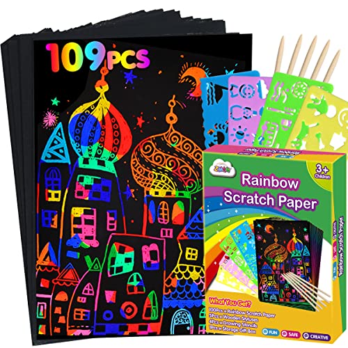 Black Scratch Paper Art Rainbow Set - Educational Toys Planet