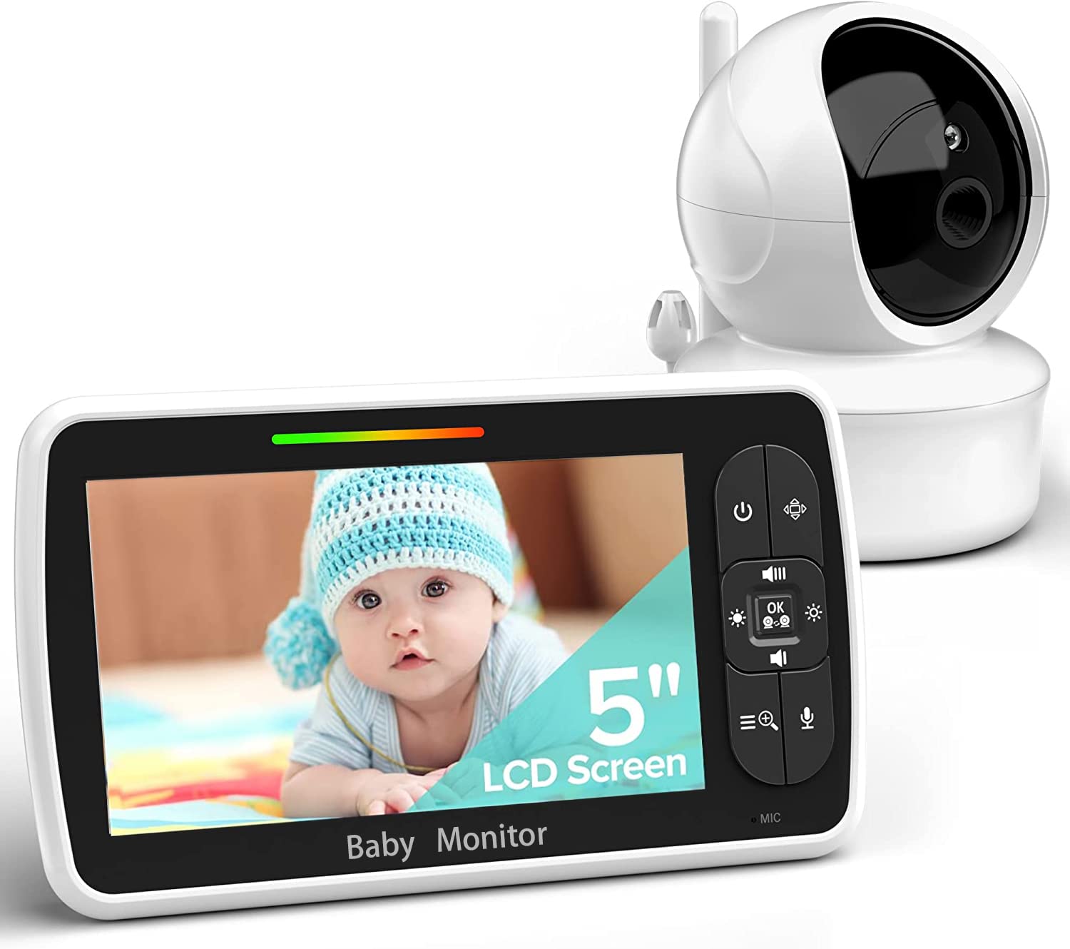 Buy Baby Monitor, 5 inch Large Display Video Monitor with Camera and ...