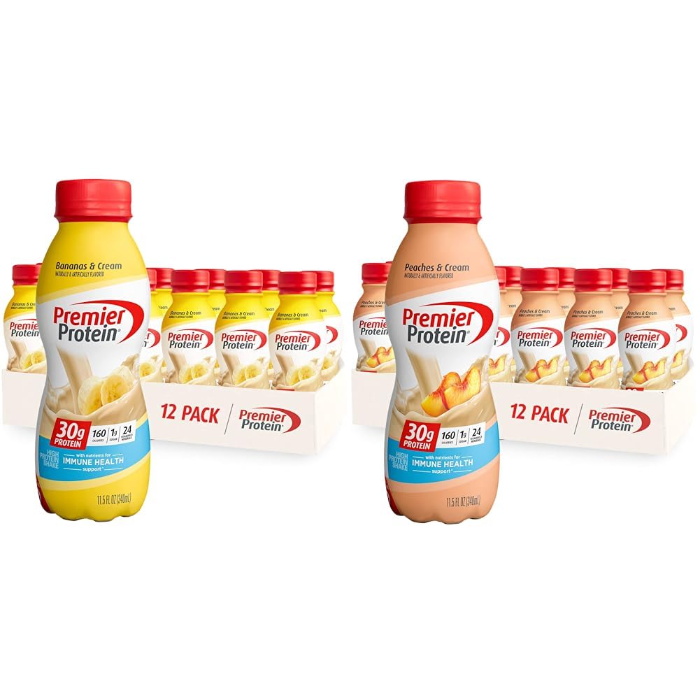 Amazon.com: Premier Protein Shake Bananas & Cream and Peaches & Cream ...