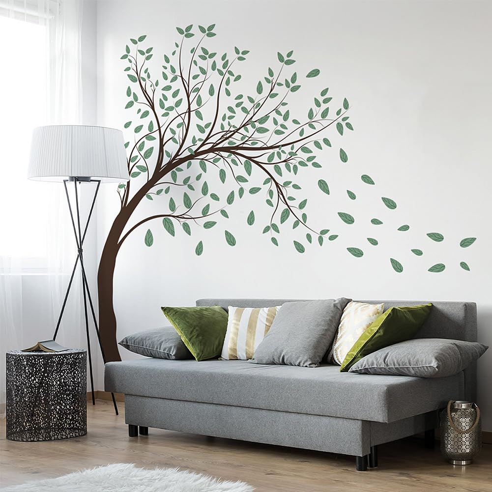 Amazon.com: Prabahdak 4 Sheets Green Tree Wall Decals Big Tree Wall ...