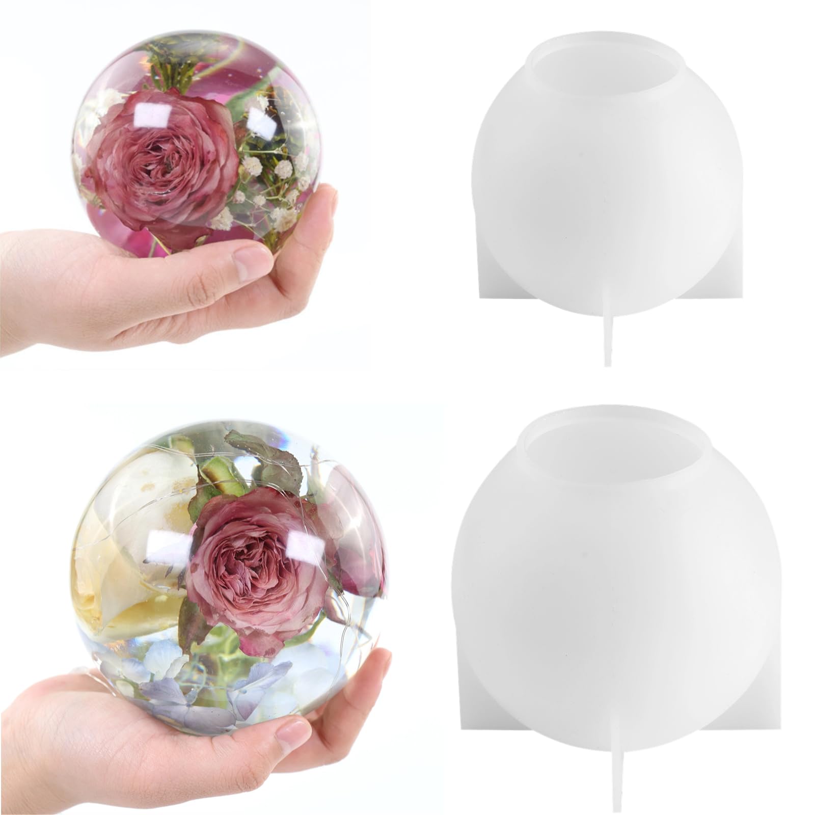 Amazon.com: Sphere Resin Molds, 2 Pcs One-Piece 3D Silicone Globe Molds ...