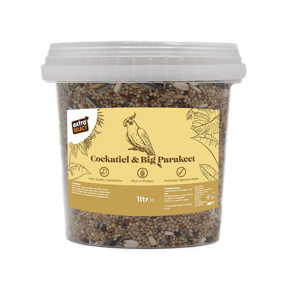Extra Select Cockatiel & Big Parakeet Food: Complete High-Protein Bird ...