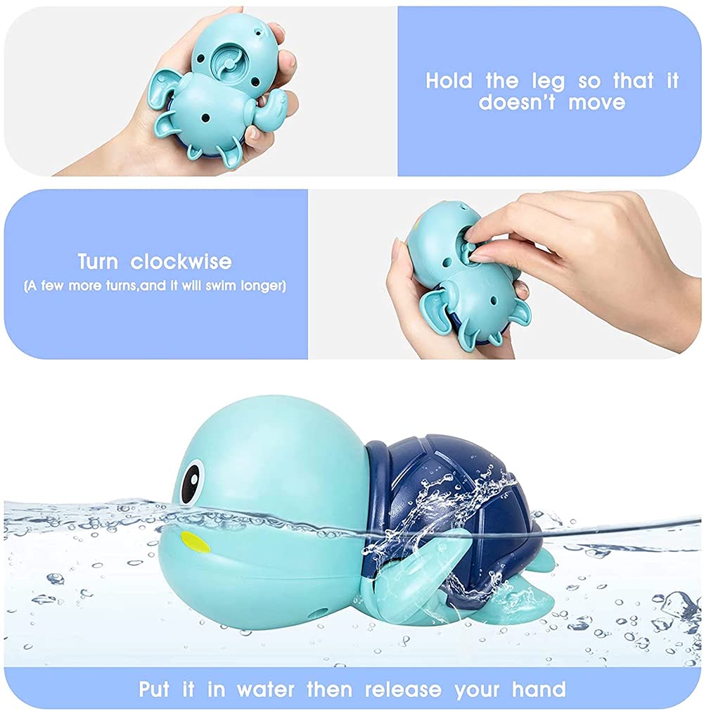 Snapklik.com : 3 Pack Turtle Bath Toys Cute Swimming Turtle Bathtub ...