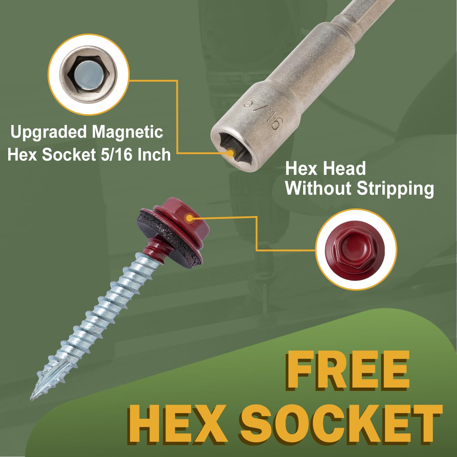 Snapklik.com : Metal Roofing Screws #10 X 1 Inch, 300-PCS, Dark Red ...
