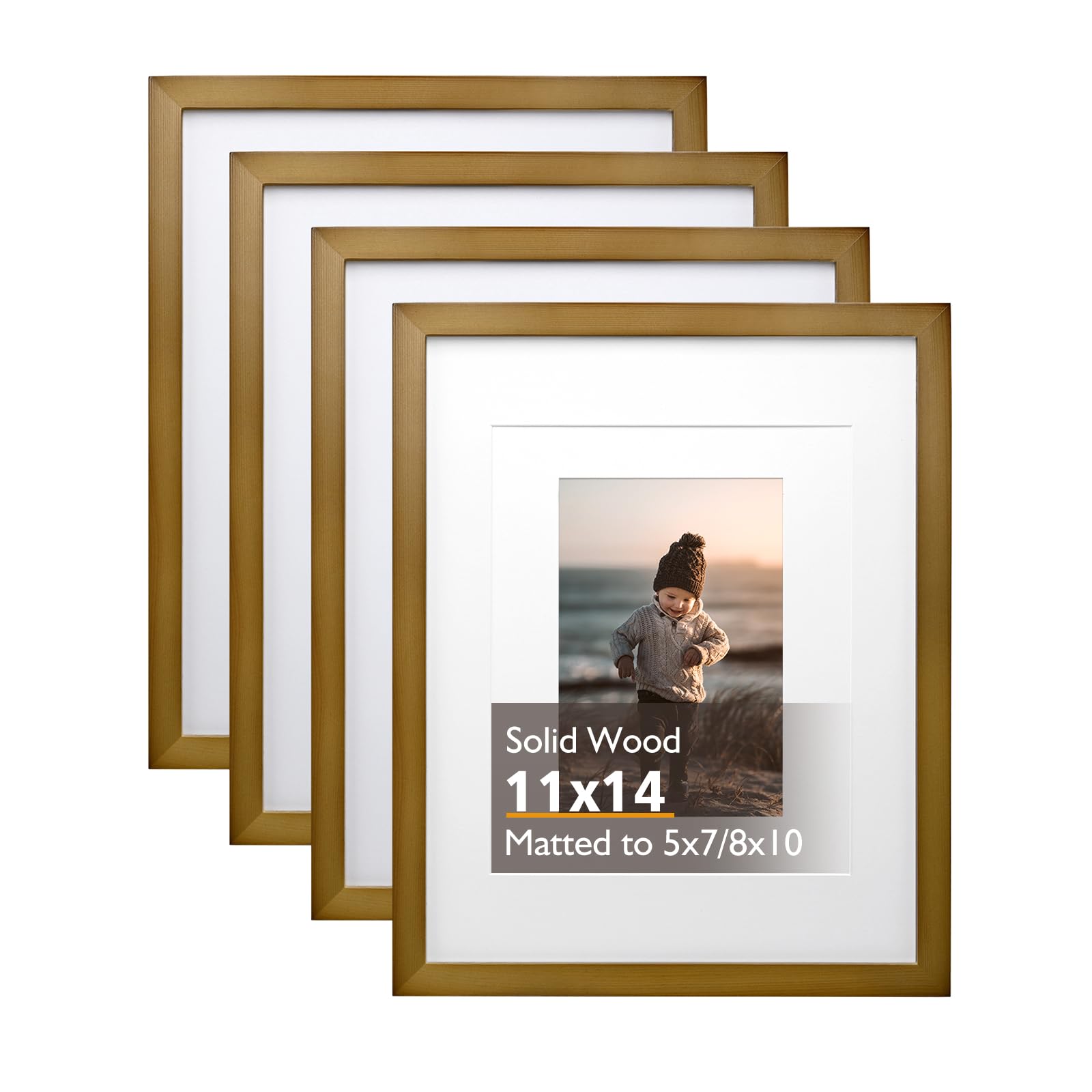 Snapklik.com : KINLINK 11x14 Picture Frame Brown, Solid Wood Frames