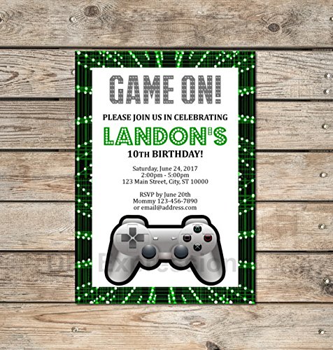 Amazon.com: Video Game Invitation, Custom Gaming Party Invitation, Game ...