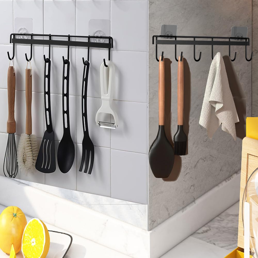 Nmgkokew 2Pcs Kitchen Utility Hooks,Wall Mount Kitchen Utensil Rack ...