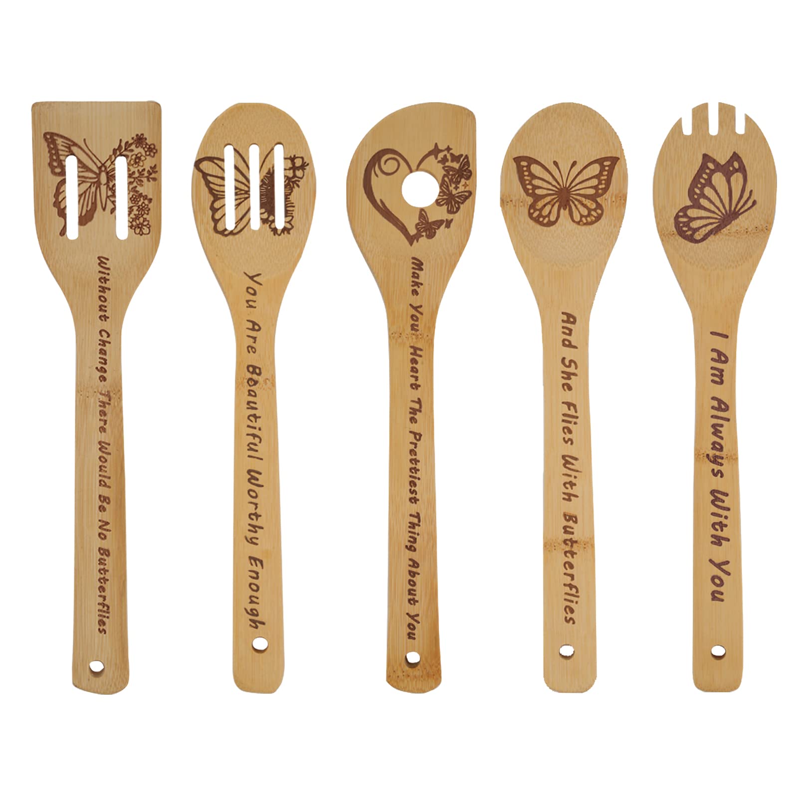 Amazon.com: Butterfly Wooden Cooking Spoons Set of 5,Butterfly Gift ...