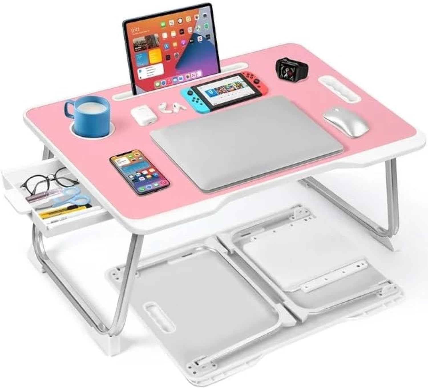 KKTECH Folding Laptop Bed Table Lap Standing Desk Sofa Breakfast Table ...