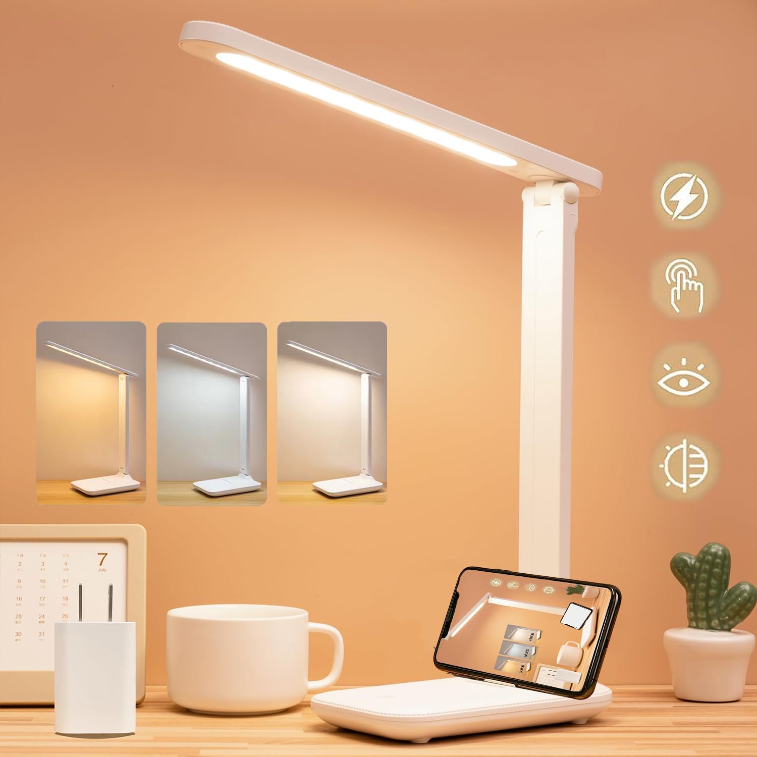 Desk Lamp, IGGDOQI Portable LED Table Lamp with USB Charging Port ...