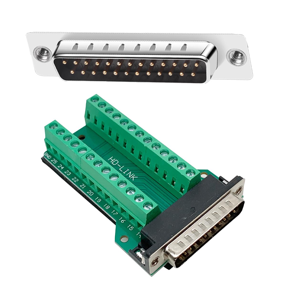 Snapklik.com : Jienk 2Pcs DB25 Male Female Breakout Board Connector ...