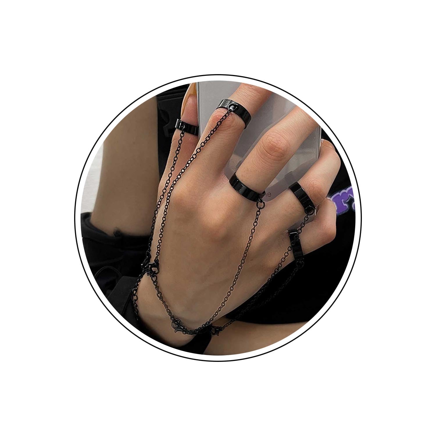 Amazon.com: Zeshimb Punk Finger Ring Bracelet Layered Tassel Chain ...