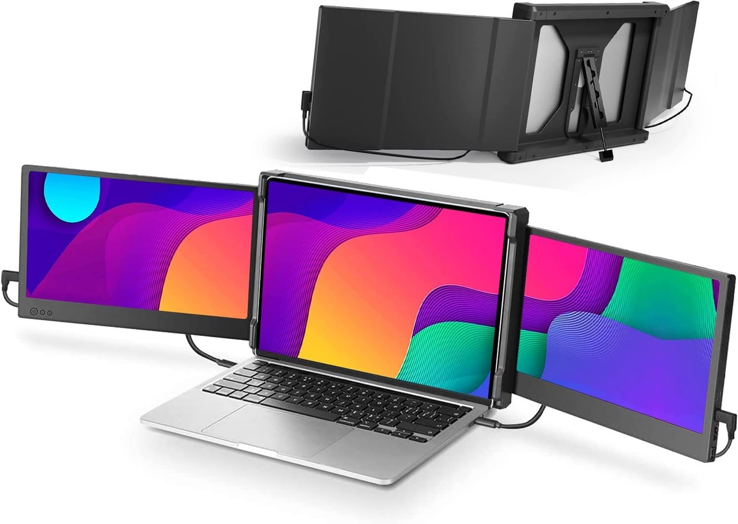 Amazon.com: Triple Portable Monitor for Laptop, 12'' Laptop Monitor ...