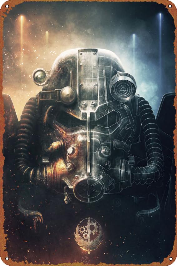 Amazon.com : Power Armor Helmet Map Poster Sign Metal Tin Sign Wall Art ...