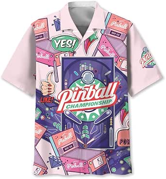 Amazon.com: Surlohaldt Pinball Machine Game Shirt Hawaiian Button Down ...
