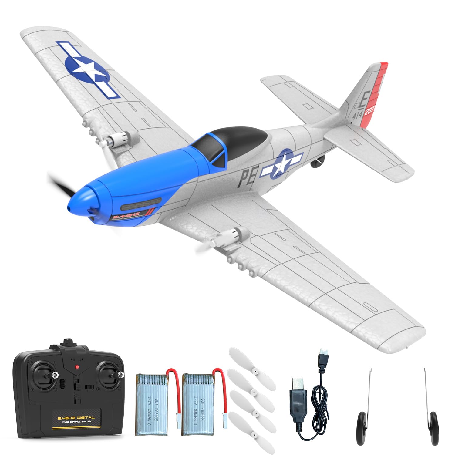 Amazon.com: VOLANTEXRC 2 Channel RC Plane P51D Mustang RTF for ...