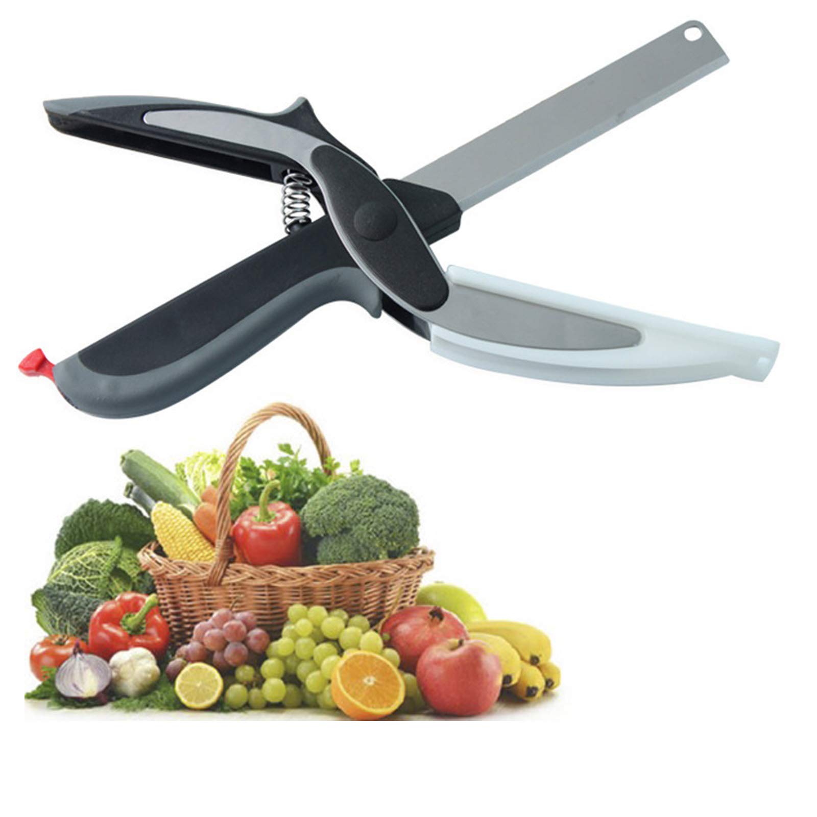 Kitchen Food Scissors,2 in 1 Smart Cutter Multifunction Stainless Steel ...
