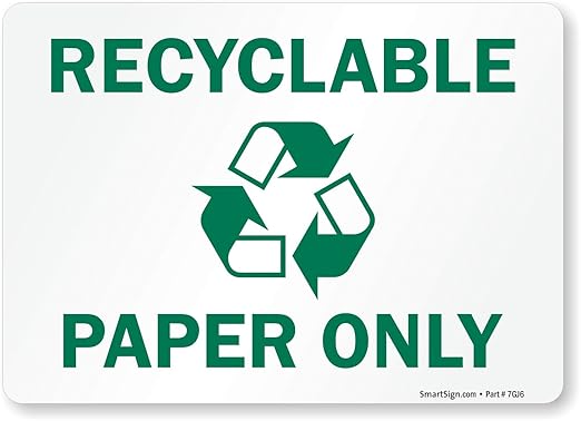 SmartSign Adhesive Vinyl Label Legend Recyclable Paper Only With Graphic 5 High X 7 Wide smartsign-adhesive-vinyl-label-legend-recyclable-paper-only-with-graphic-5-high-x-7-wide