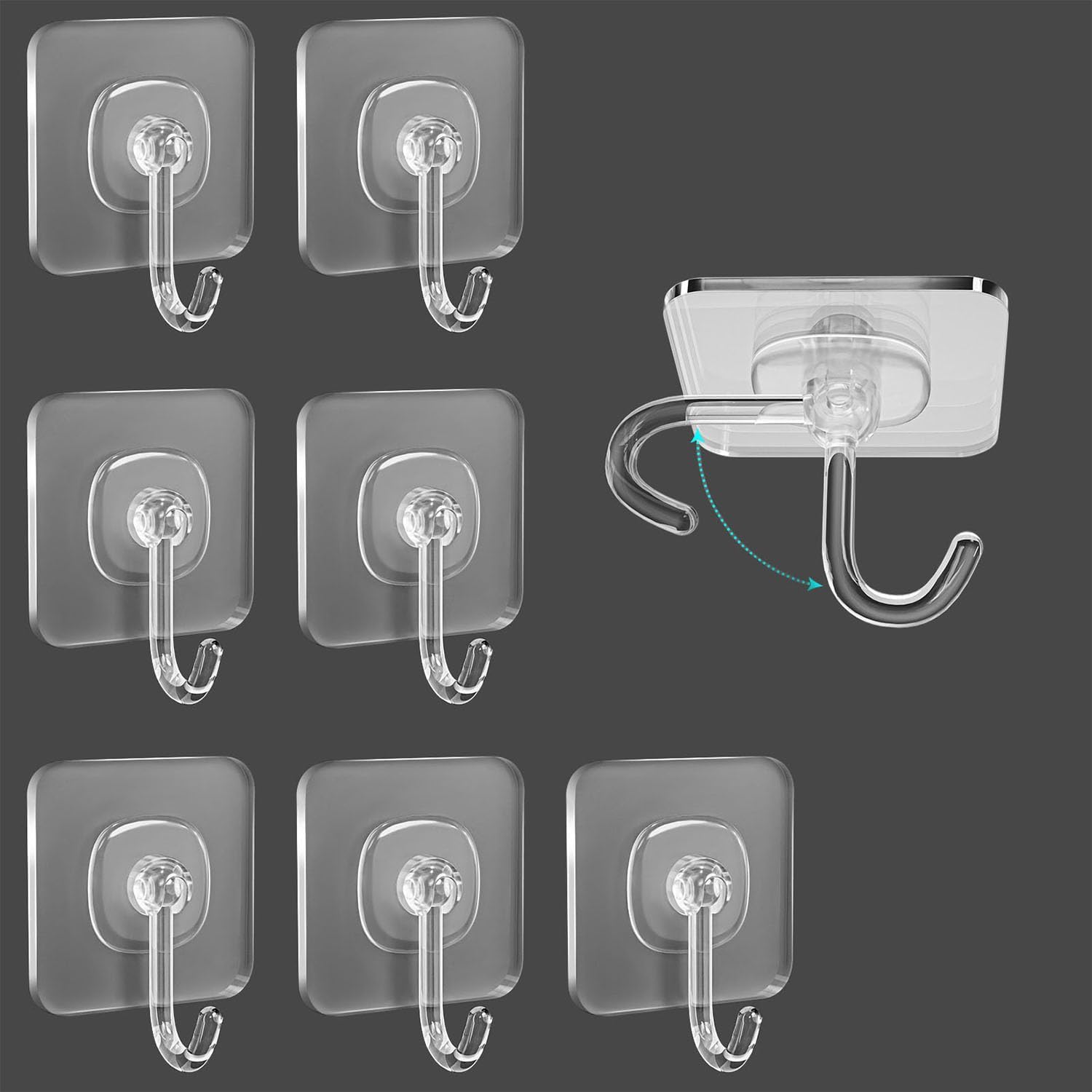 Amazon.com: TocTen Adhesive Hook, 8 Pack Hold 30lb(Max) Heavy Duty ...