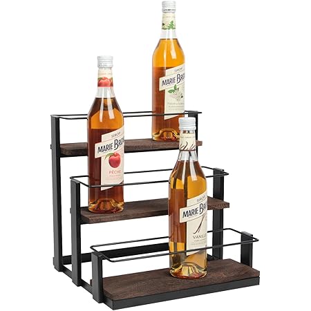 J JACKCUBE DESIGN Syrup Bottle Holder Rack, Rustic Wood and Metal Wire ...