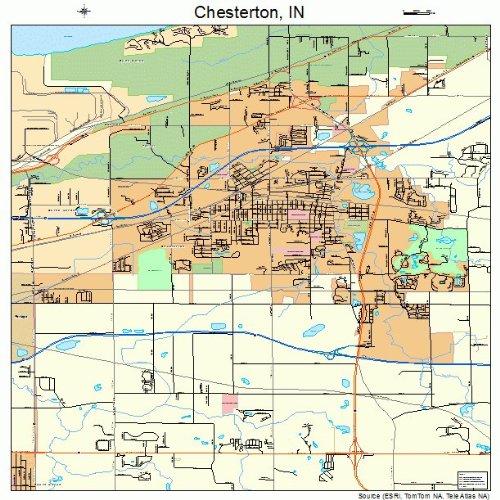 Large Street & Road Map of Chesterton, Indiana IN - Printed poster size ...