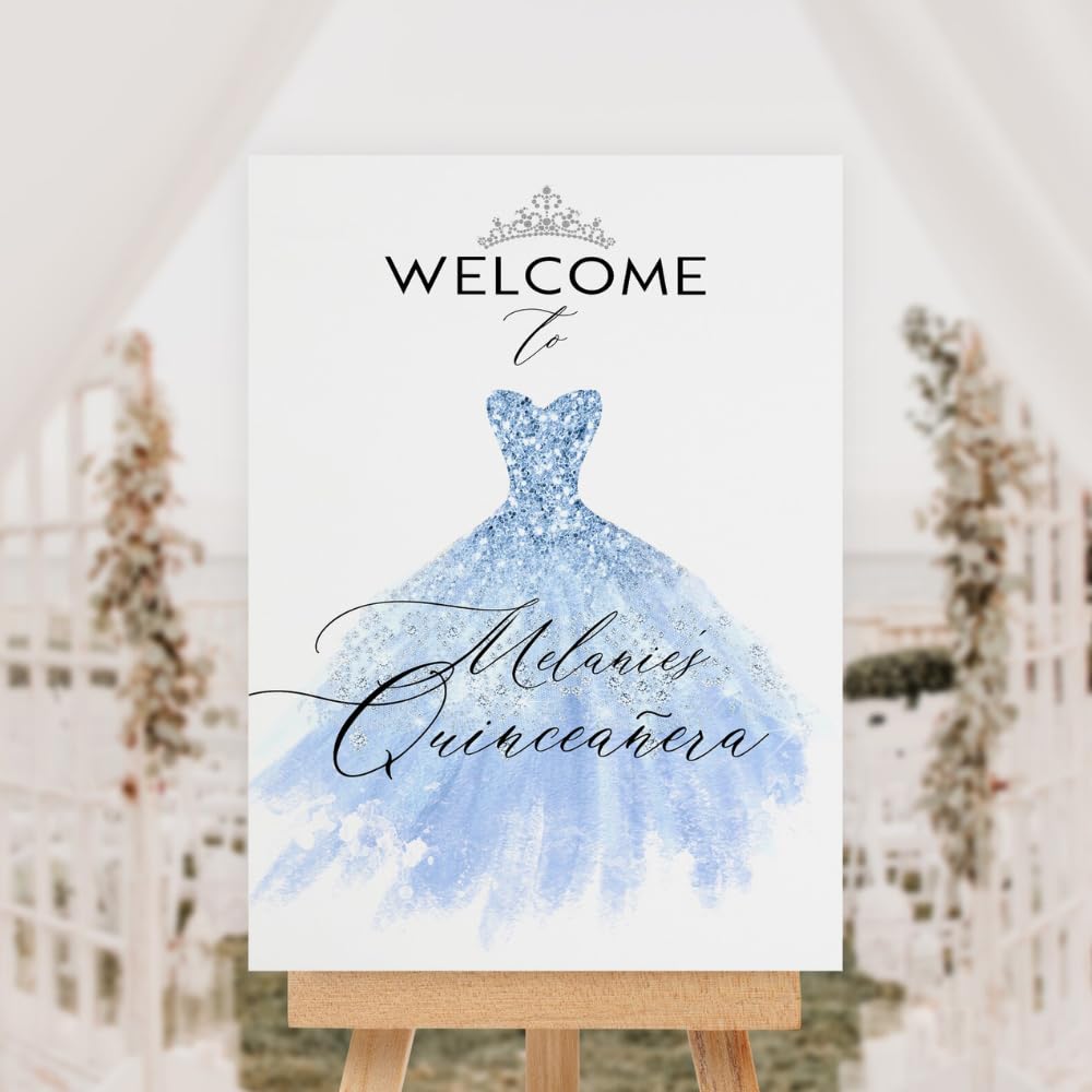 Amazon.com: Personalized Quinceañera Welcome Sign Light Blue ...