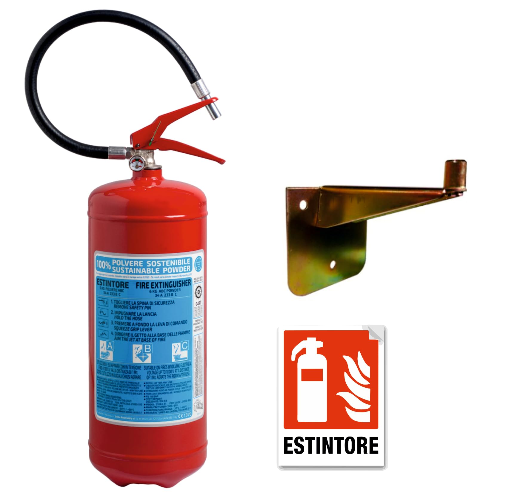 Estintore A Polvere kg 6 34A 233bc 2024 Omologato e Certificato 3/7 ...
