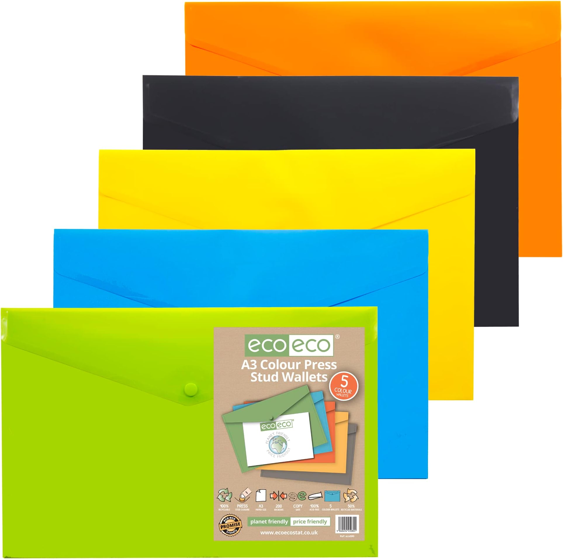 Tiger A3 Clear Stud Wallet Folder Plastic Document Holder File Popper ...