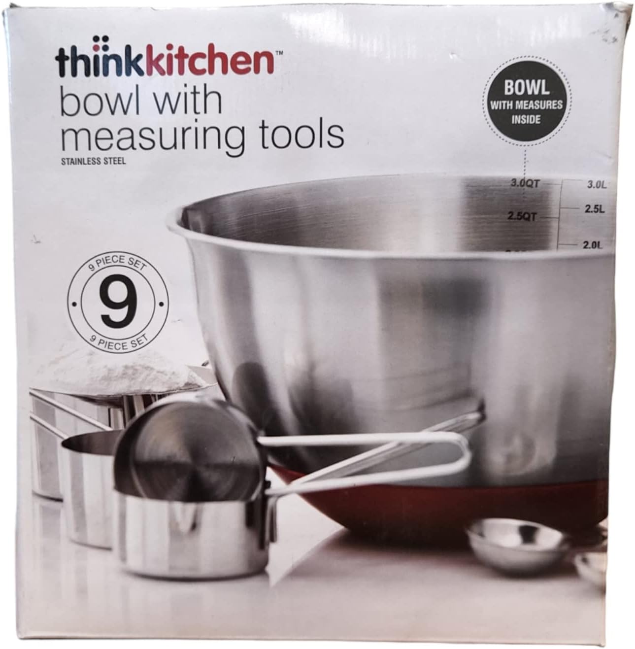 Amazon.com: thinkkitchen Stainless Steel Bowl with Measuring Tools, 9 ...