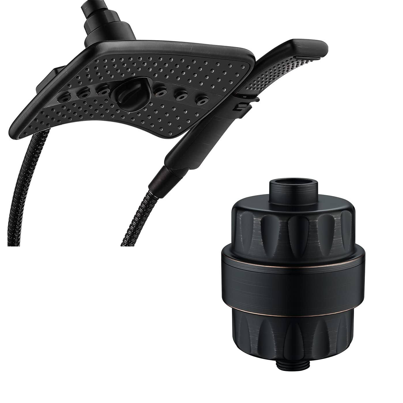 Bright Showers Oil Rubbed Bronze Dual Shower Head with Shower Filter ...